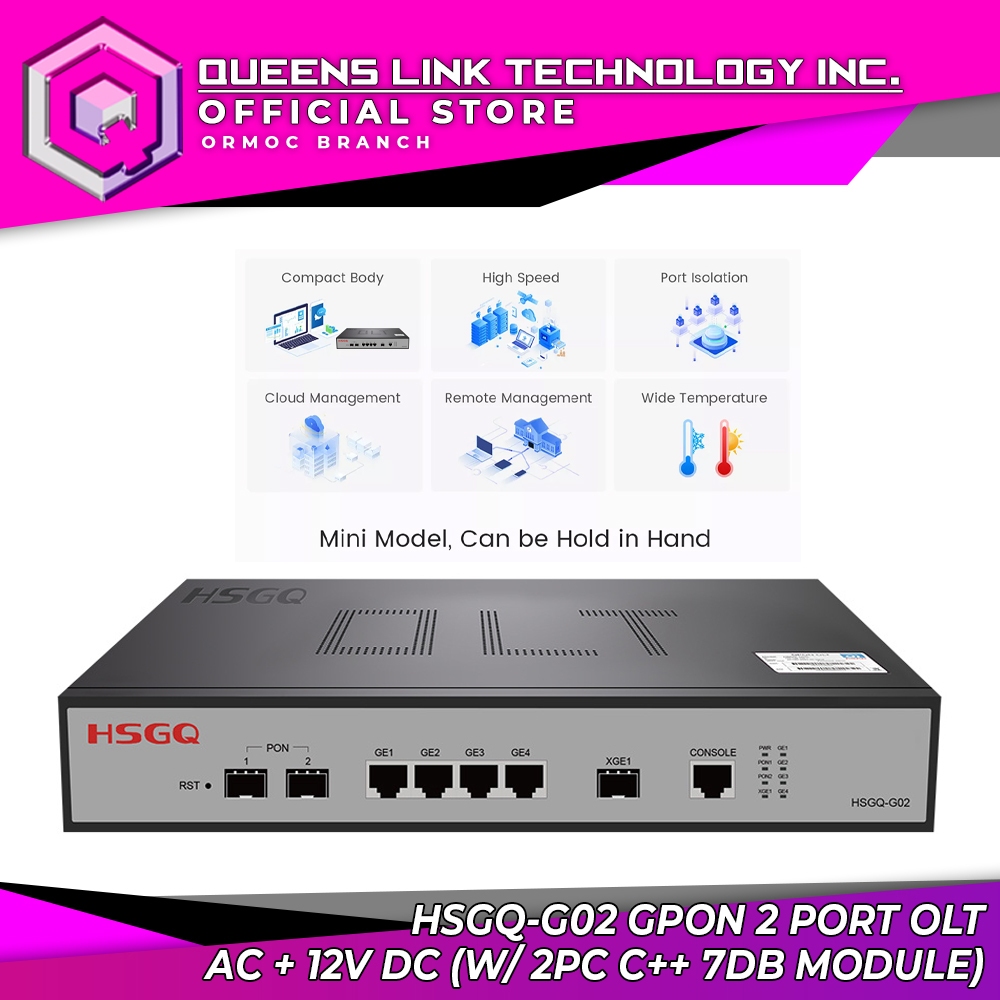 HSGQ-G02 GPON 2 PORT OLT AC + 12V DC (W/ 2PC C+++ 8DB MODULE) | Shopee Philippines