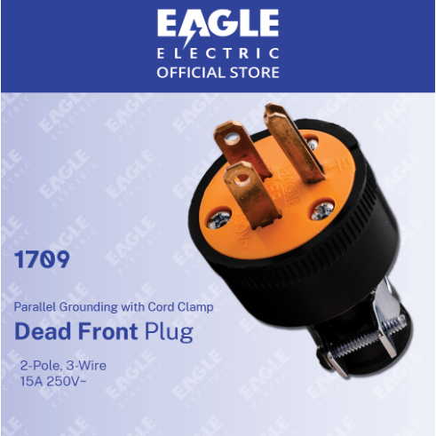 EAGLE PLUG 1709 Parallel Grounding Dead Front Plug with Cord Clamp 2P ...