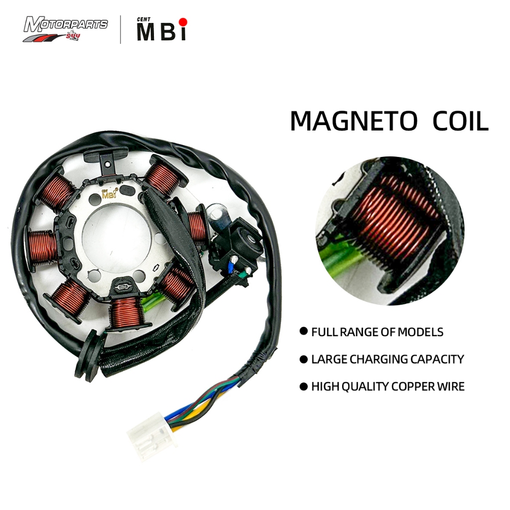 MBI Motorcycle Magneto Coil MIO/TMX155/WAVE125/XRM125/C100/BAJ100/TMX ...