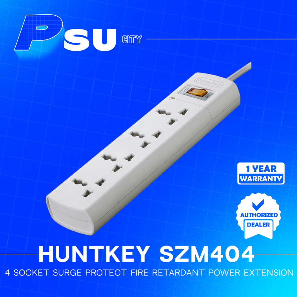 HUNTKEY SZM404 4 Socket Surge Protect Flame Retardant 1.5M Power Extension | Shopee Philippines