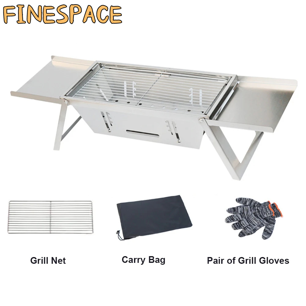 Outdoor Griller Portable Stainless GrillPits Foldable Large BBQ Grill ...