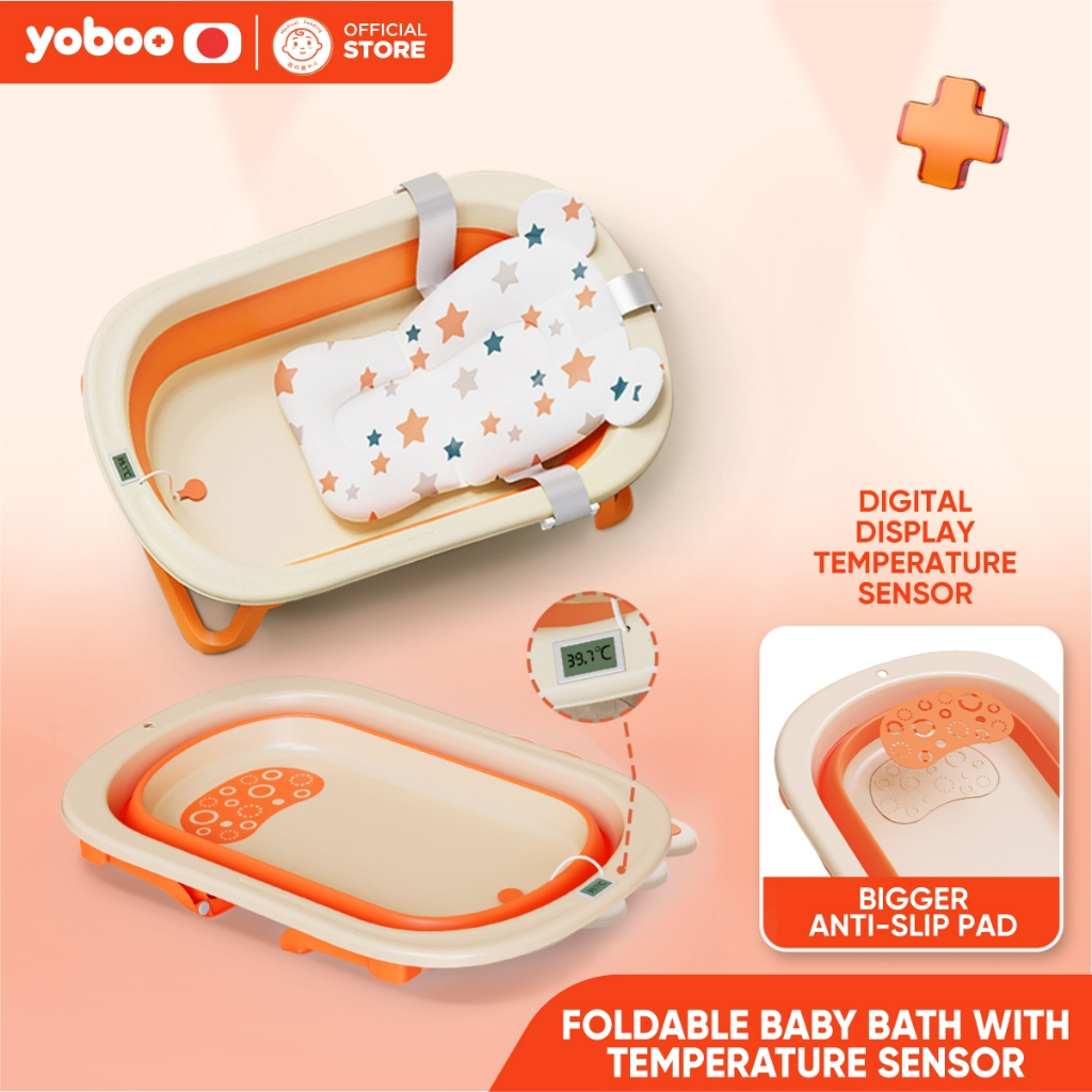 Yoboo Foldable Temperature Sensing Baby Bathtub I Easy to Fold | Space-Saving | Lightweight ...