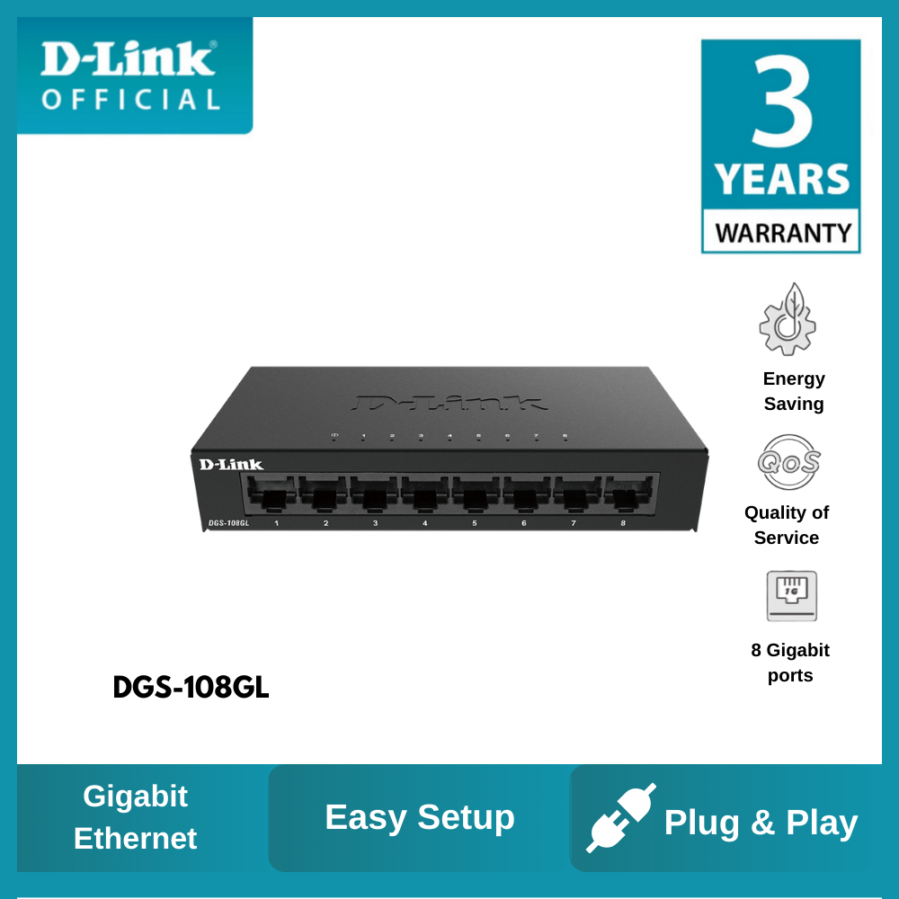 D-Link DGS-108GL 8-Port Gigabit Unmanaged Desktop Switch | Shopee ...