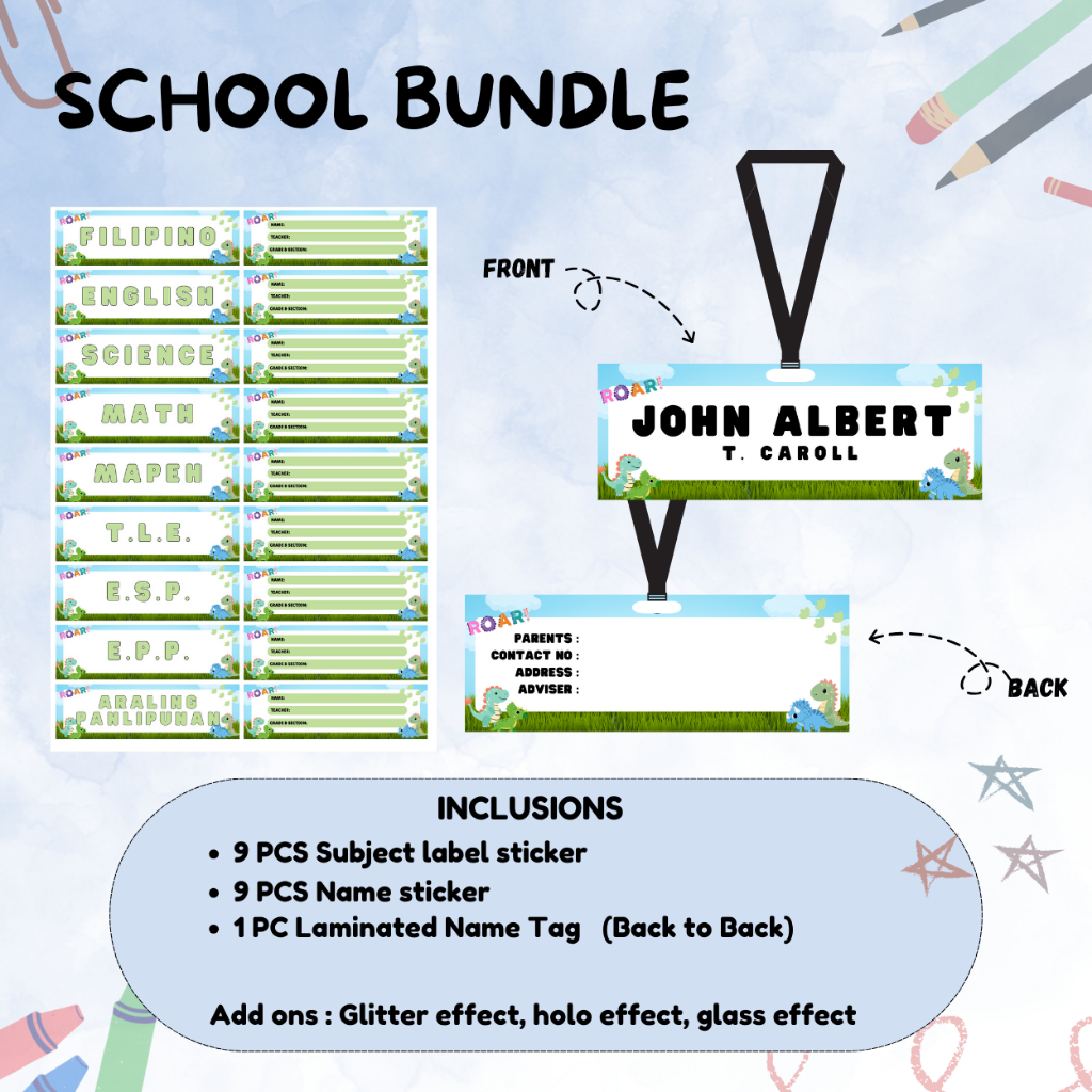 PERSONALIZED SUBJECT LABEL STICKER / CUSTOMIZED & NAME TAG | Shopee ...