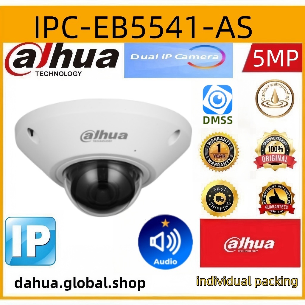 Dahua IPC-EB5541-AS 5MP fisheye network camera with built-in microphone POE IP fisheye camera ...