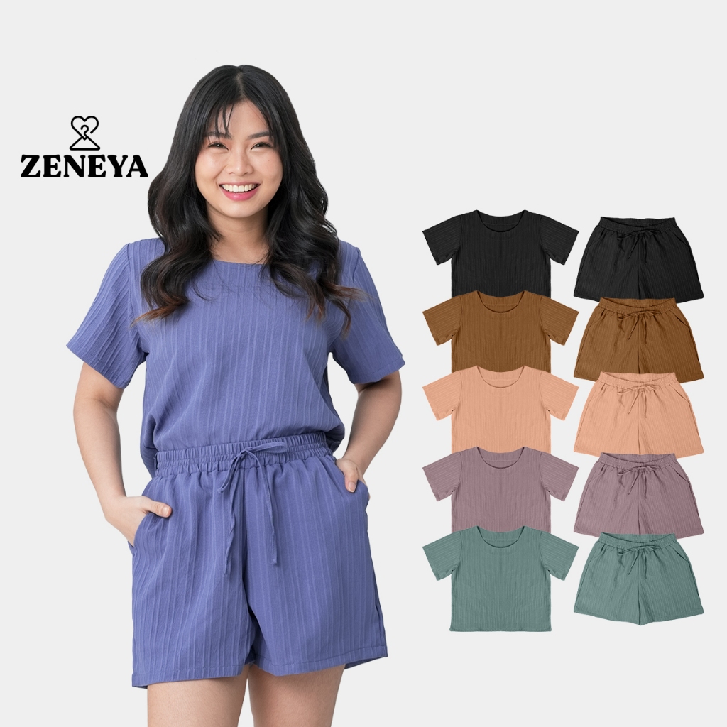 Zeneya Crumple Linen Blouse and Shorts Terno Coordinates For Women ...