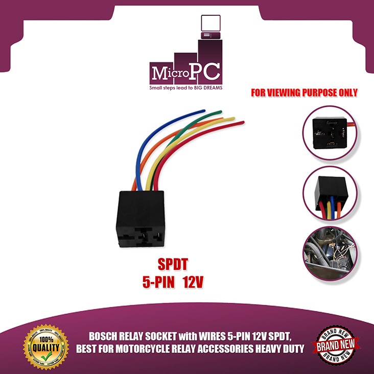 MICRO PC BOSCH RELAY SOCKET with WIRES 5-PIN 12V SPDT, BEST FOR ...