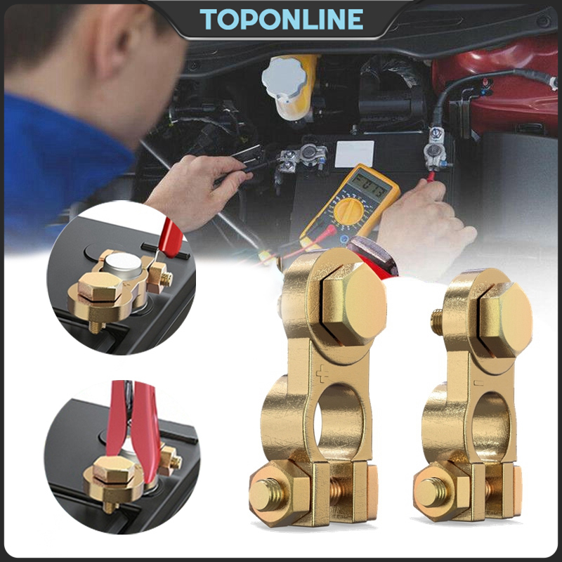 1Pair Car Battery Terminal Clamp Positive Negative Brass Battery 17mm ...