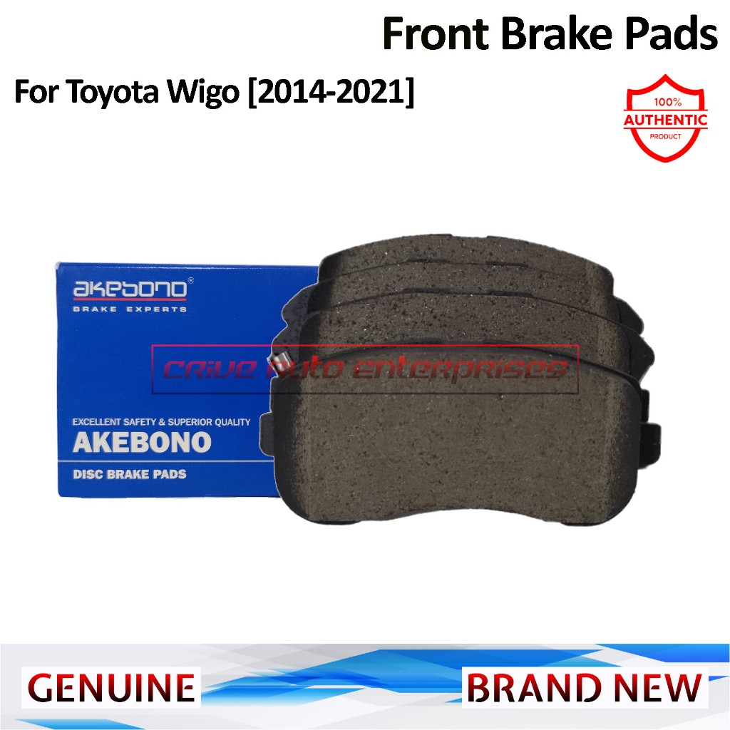 ORIGINAL Akebono Front Disc Brake Pads for Toyota Wigo [2014-2021 ...