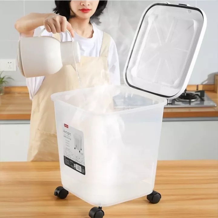 Rice Dispenser 25kilos Airtight Rice Storage 25kg Flour Food Container ...