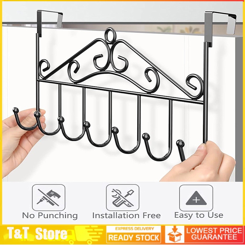 【T&T】Household Back Door Hanger Hook Clothes Hook Nail Free Door Rear ...