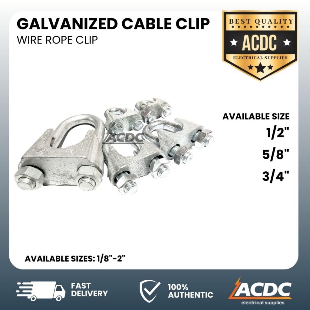 Cable Clip | Wire Rope Clip | 1/2", 5/8", 3/4"| Steel Clip GI | Rope u ...
