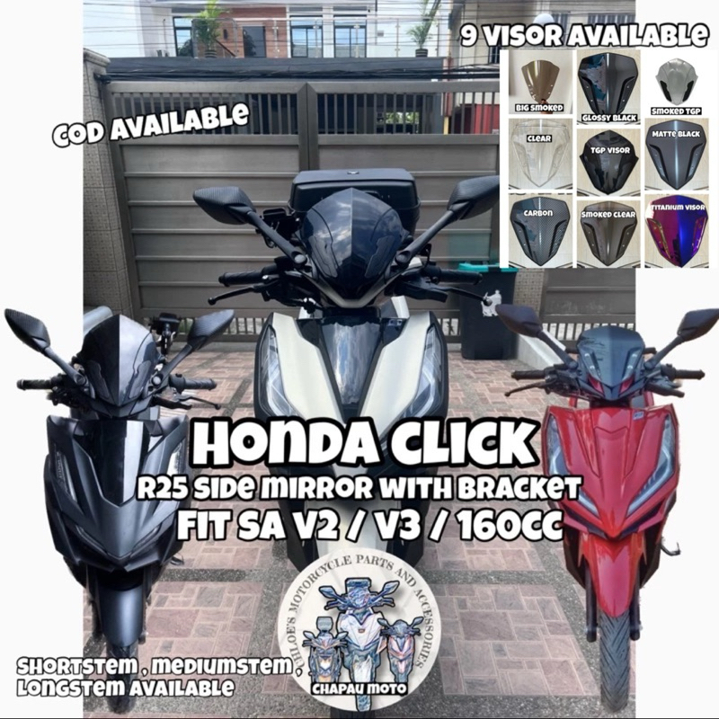 Honda click 125/150 i V2 / V3 / V4 / 160cc bracket side mirror with ...