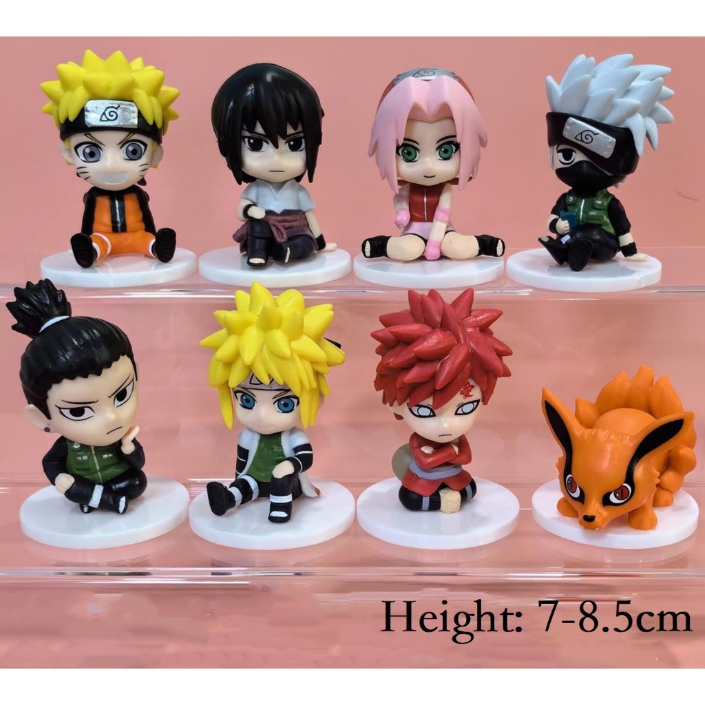 Naruto Minato Sasuke Kakashi Gaara Sakura Kurama Set of 8 Sitting White ...