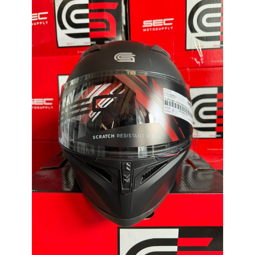 Sec Challenger Full Face Dual Visor Matt Black (Free Helmet Spray ...
