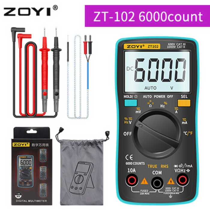 Digital Multimeter,Portable 6000 Counts Auto Ranging Multi Tester ...