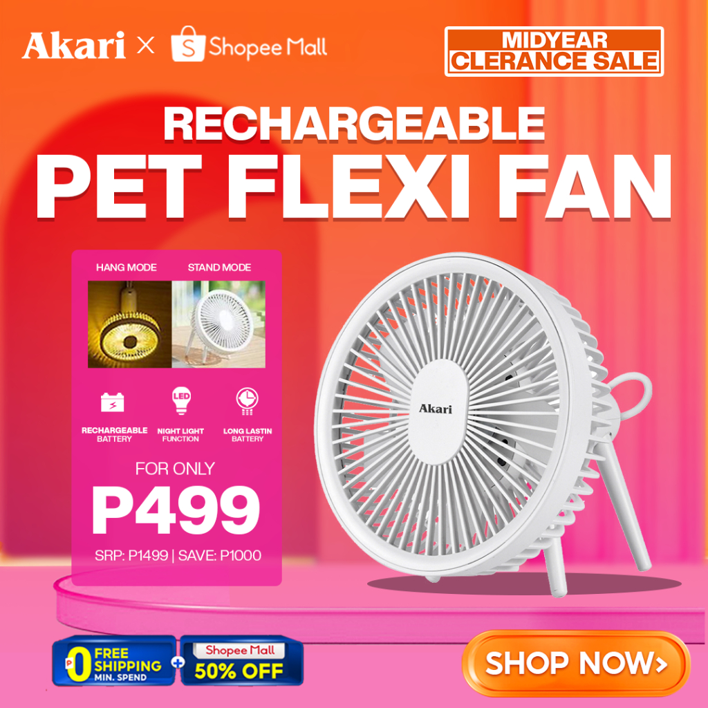 Akari Rechargeable Pet Flexi Fan (ARF-143) | Shopee Philippines