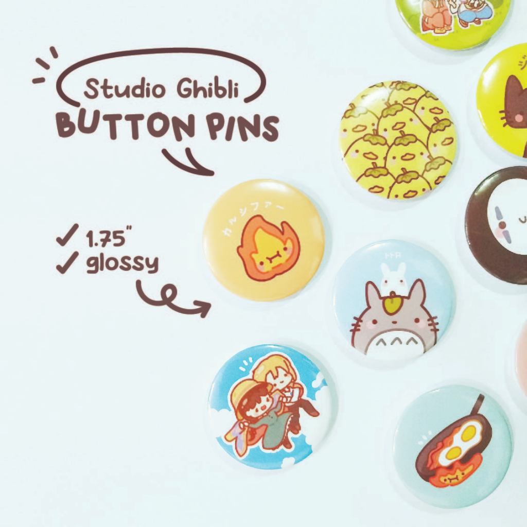 Studio Ghibli Button Pins | 1.75" | Glossy | Original Design | Shopee ...