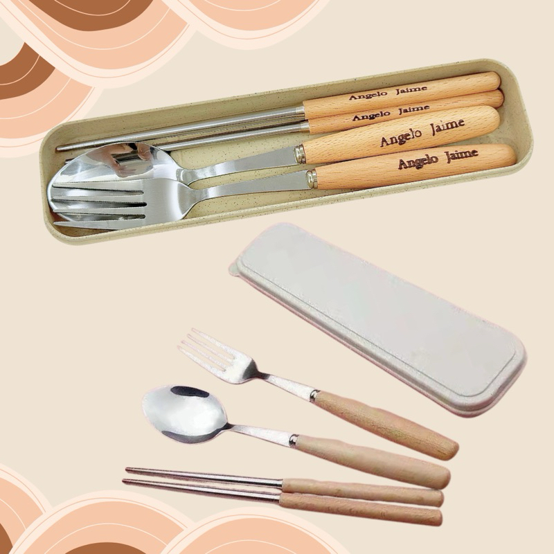 Laser Engrave Personalized Cutlery Set Spoon Fork Chopstick Souvenir ...