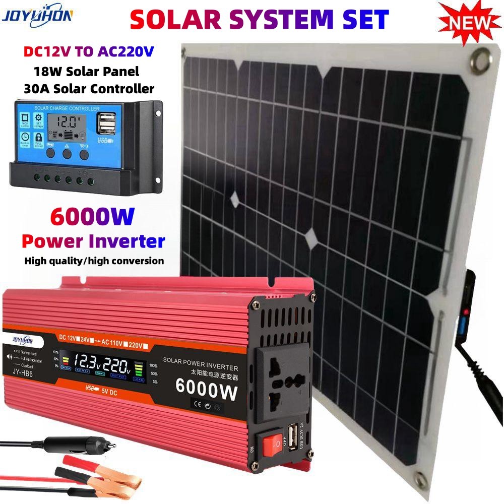 JOYUHON Solar Power Inverter System 12000W DC12V/24V to AC220V 18W ...
