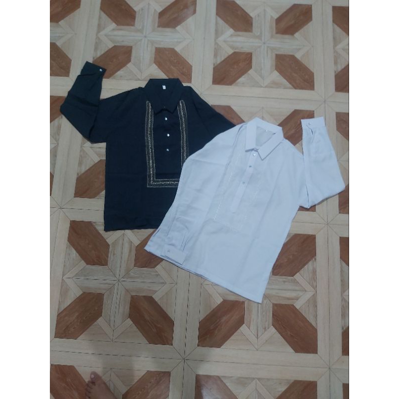 office polo barong longsleeve uniform with Embroid design | Shopee ...