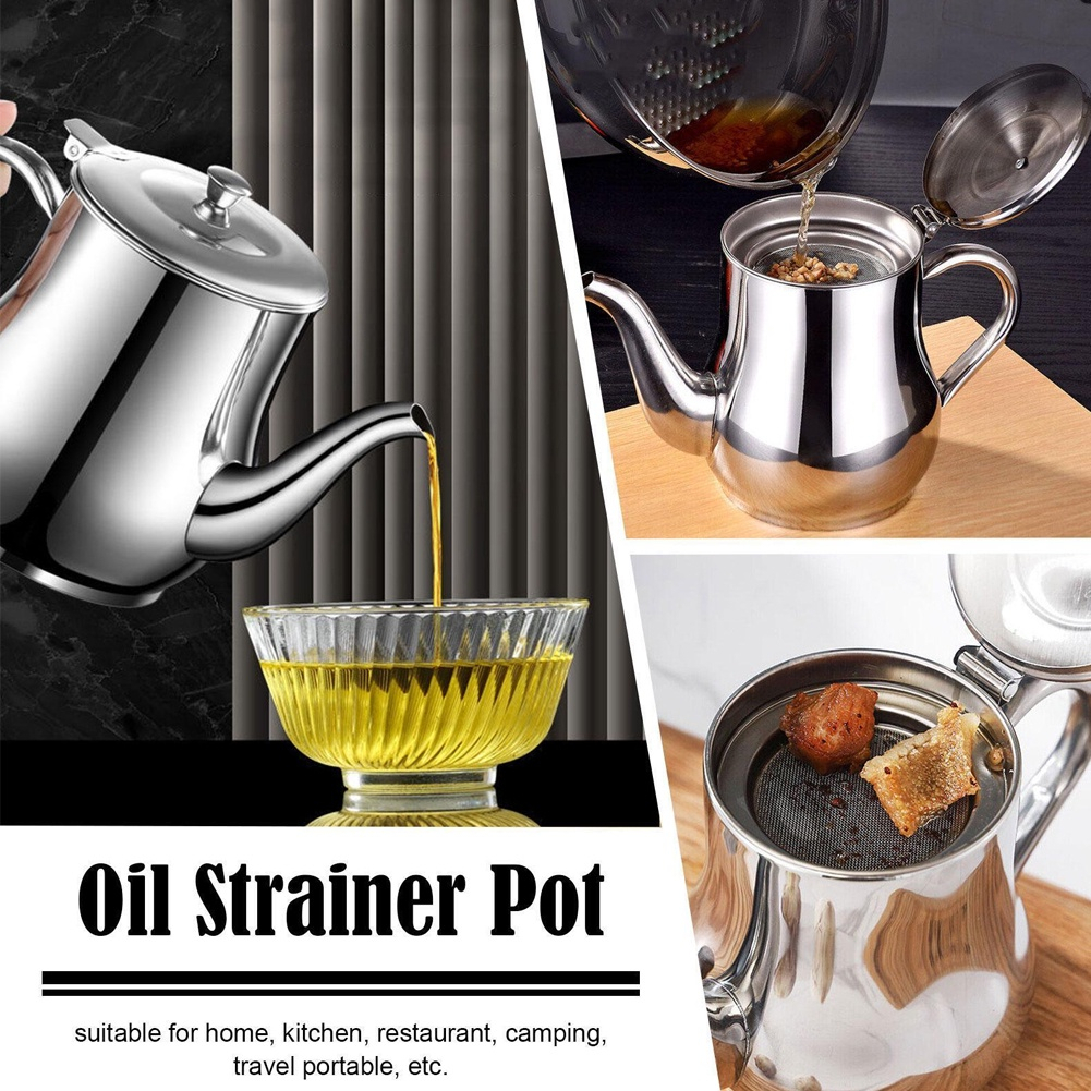 Stainless Steel Oil Container Can Household Oil Strainer Kitchen Oil ...