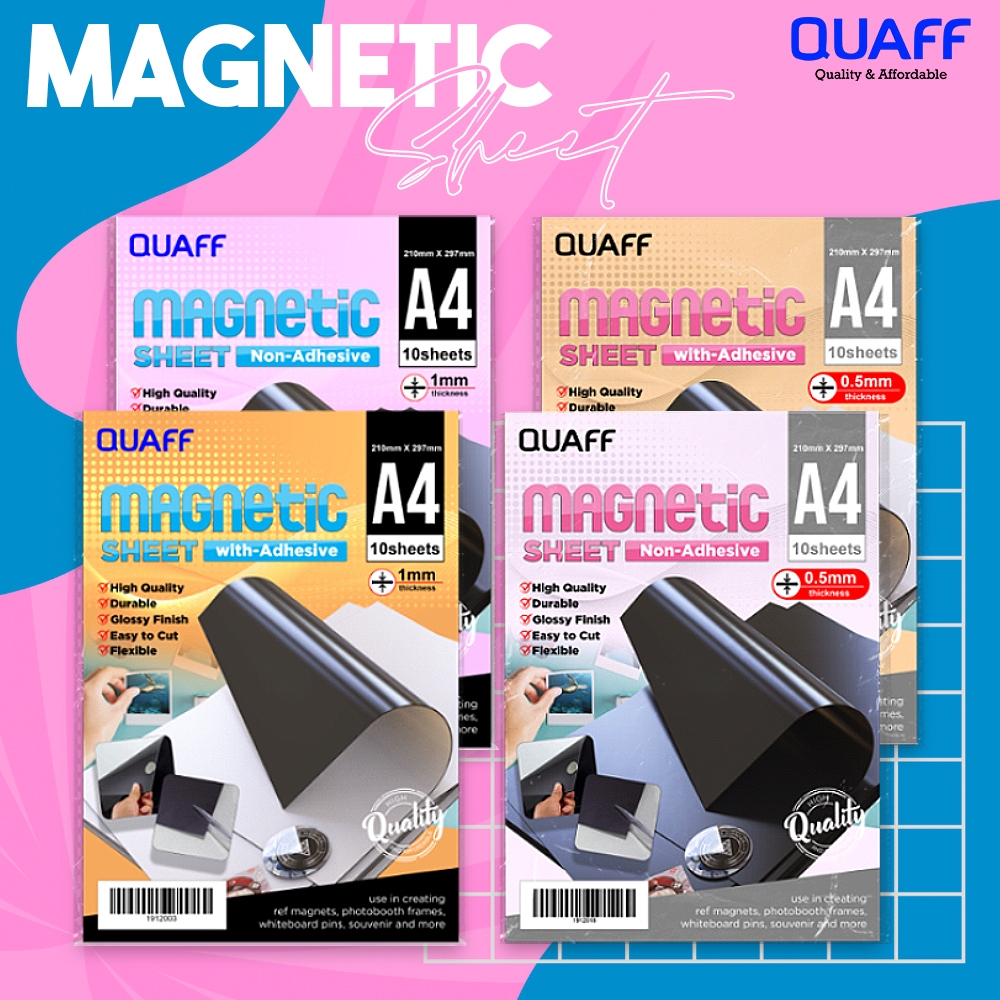 QUAFF 10 Sheets Magnetic Sheet A4 Size 4r Plain And With Adhesive For ...