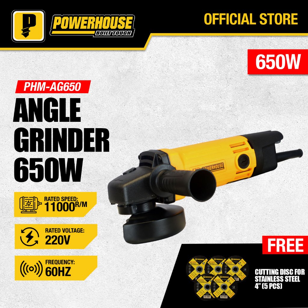 Powerhouse Angle Grinder Torque Force Motor w/ Freebies & Carbon Brush ...