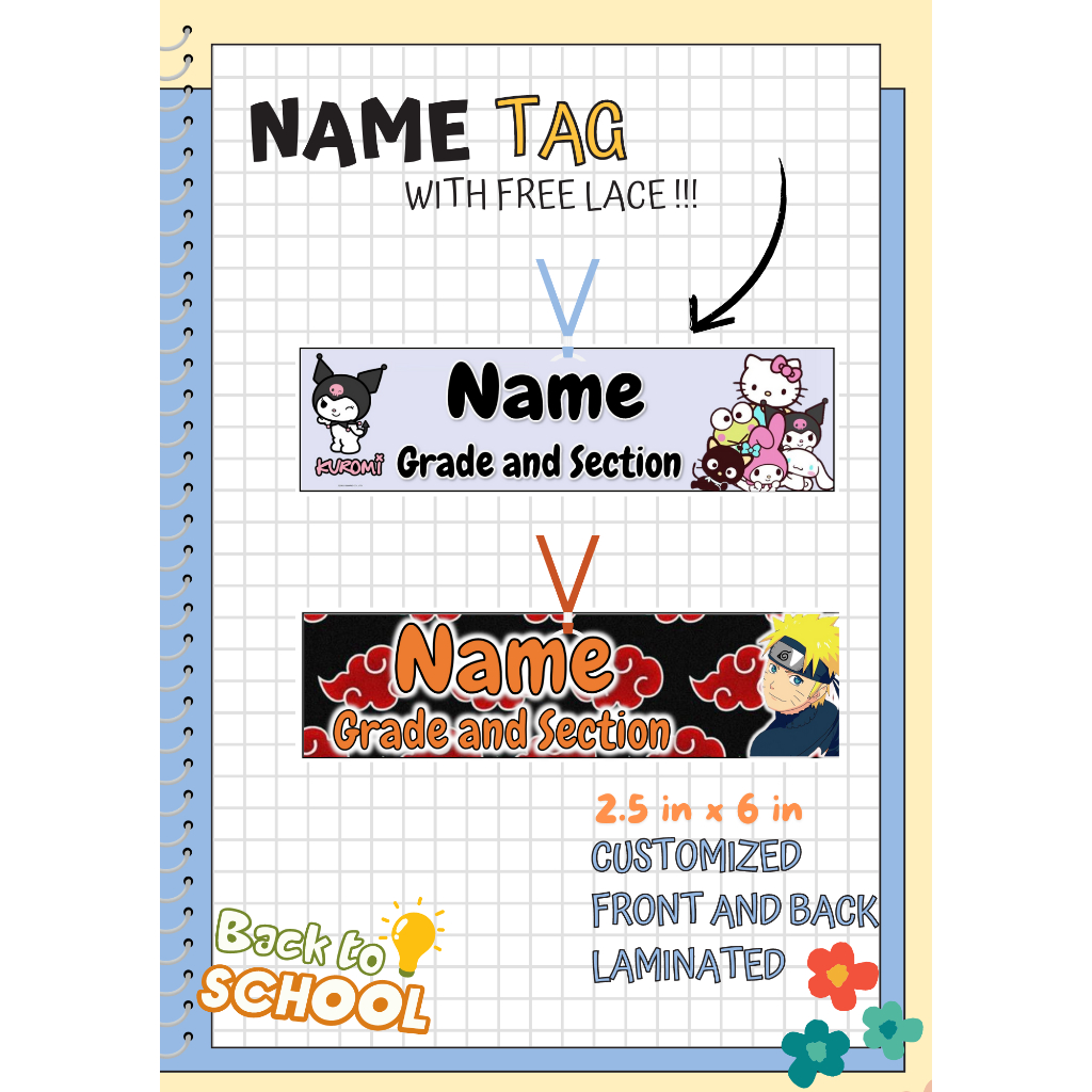 CUSTOMIZED NAME TAG FOR STUDENTS | Shopee Philippines