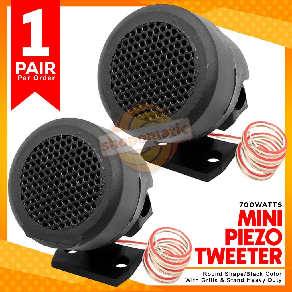 2PCS Mini Piezo Tweeter Speaker 700W Round Shape With Grills & Stand ...
