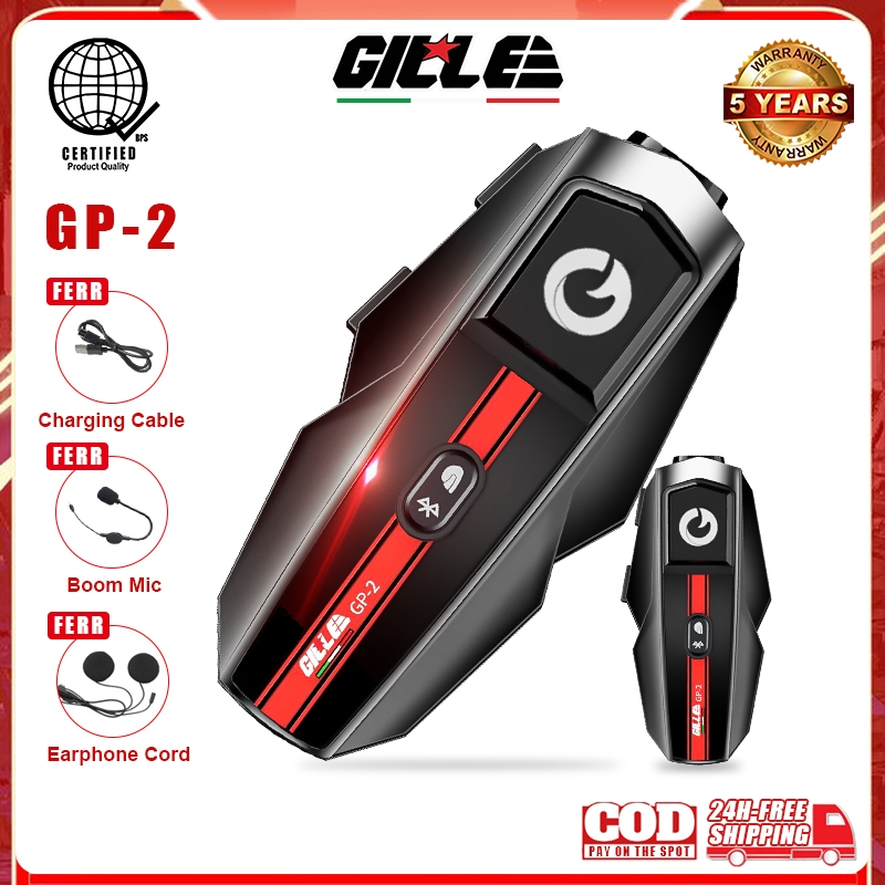 𝗕𝗣𝗦 Gille Gp2 Helmet Bluetooth Headset For Motorcycle Intercom W Mic Ip67 Waterproof Hifi Sound