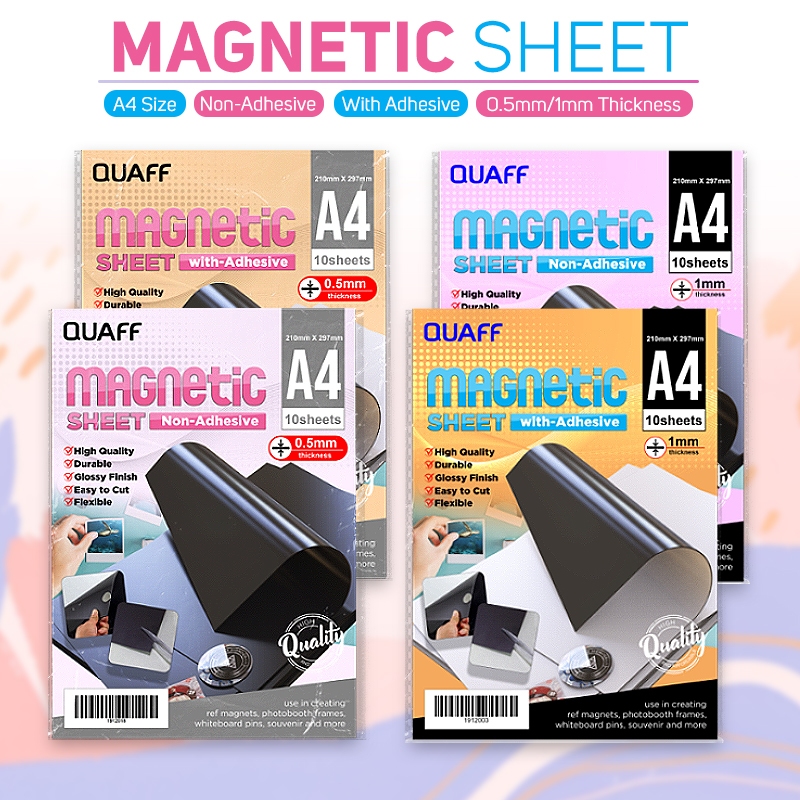 10pcs - QUAFF Magnetic Sheets A4 Size w/adhesive and non-adhesive Cuttable Ref Magnet | Shopee ...