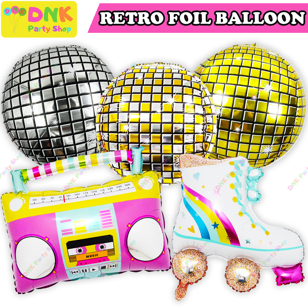 Radio Roller Skates Retro Disco Ball 80s 90s Theme 22 inch Foil ...