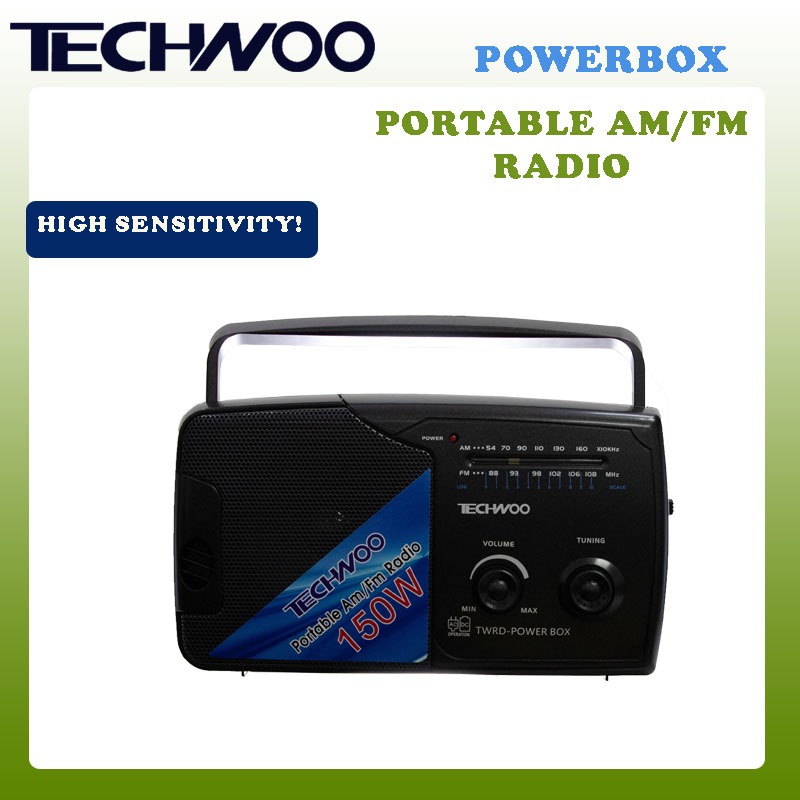 TECHWOO PORTABLE AM/FM RADIO WITH AC/DC / HEADPHONE SOCKET/ DYNAMIC ...