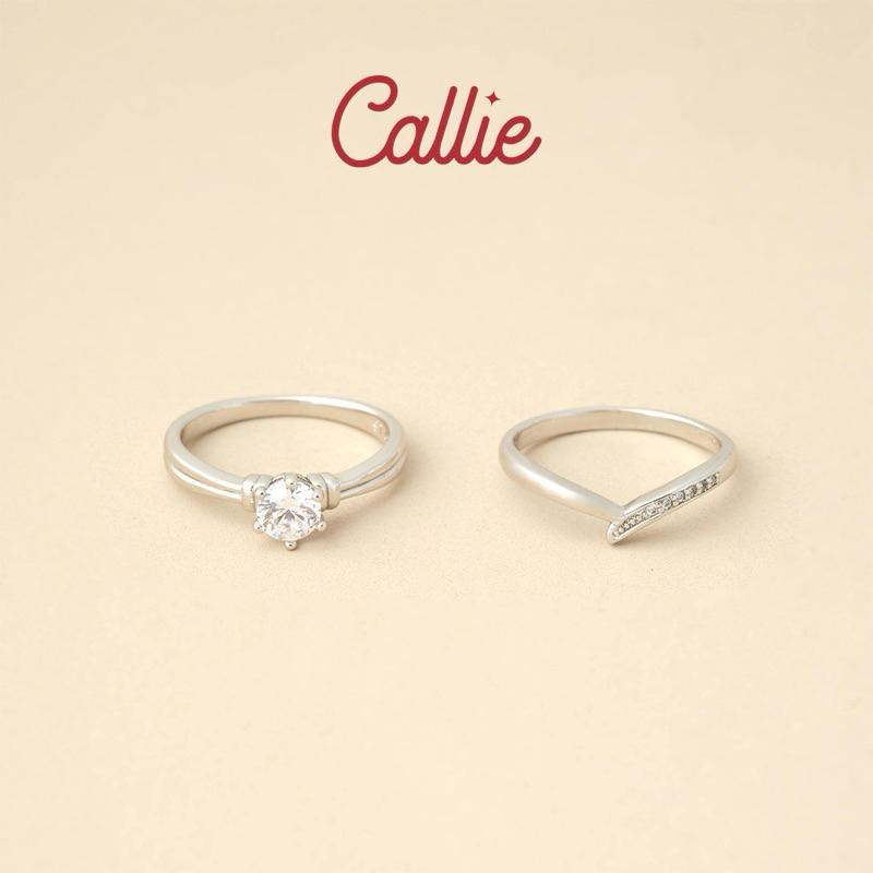 Callie 14k White Gold Plated Dainty Silver Ring Shop Callie | Shopee ...
