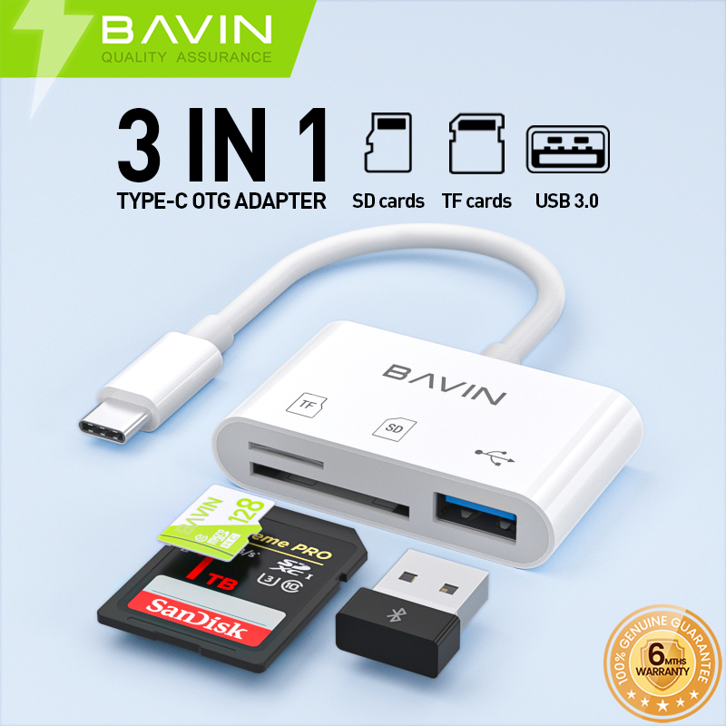 BAVIN O29 3in1 OTG CardReader Adapter Type-C To TF/SD+USB w/ 5Gbps Transmission for Tablet PC ...