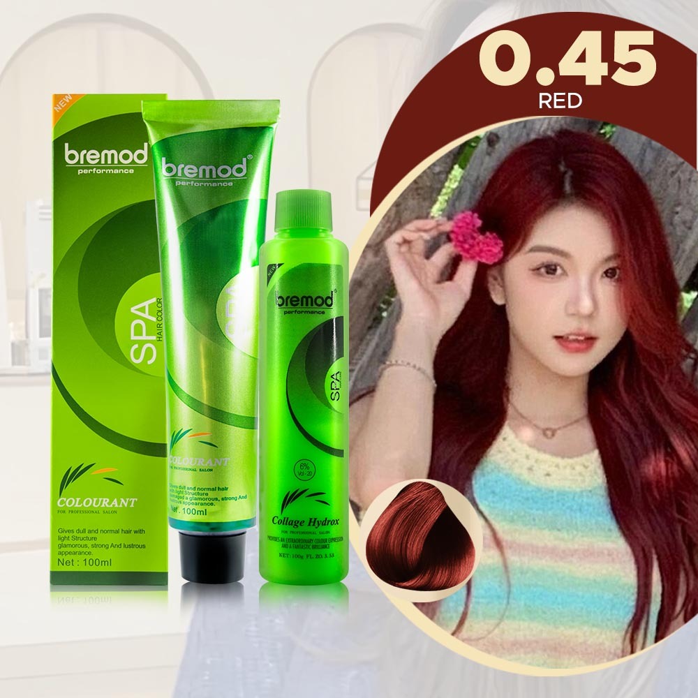 Bremod Hair Color 0.45 Red 100mL with Bremod Oxidizer (6%, 9%, OR 12% ...
