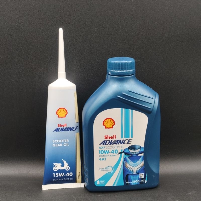 SHELL AX7 800ML SCOOTER OIL WITH FREE GEAR OIL NEW PACKAGING (100% ...