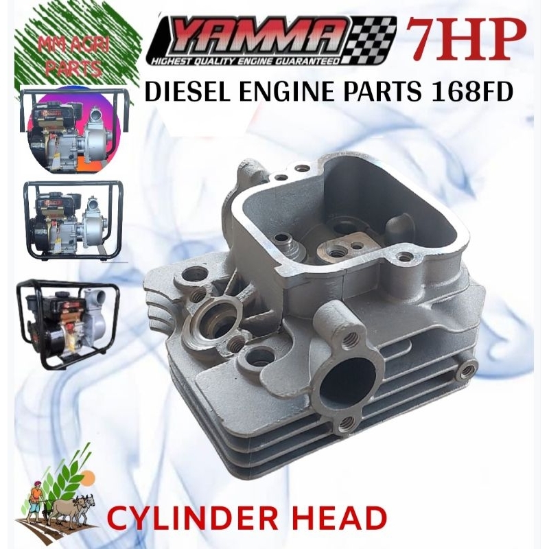 CYLINDER HEAD YAMMA 168FD 7HP NEW MODEL AIR-COOLED DIESEL ENGINE ...