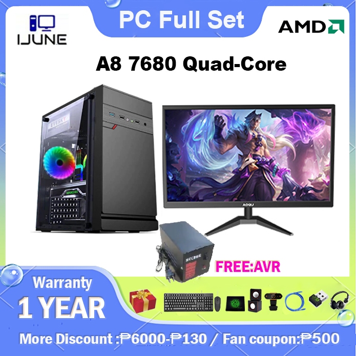 A8 7680 Desktop Computer PC Full Set With 16G RAM and 512GB 1TB SSD for Office Home online study ...