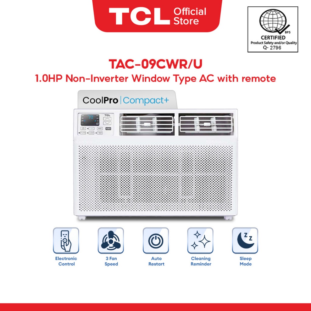 TCL 1.0HP Aircon Window Type with Remote - TAC-09CWR/U (R32 Refrigerant ...
