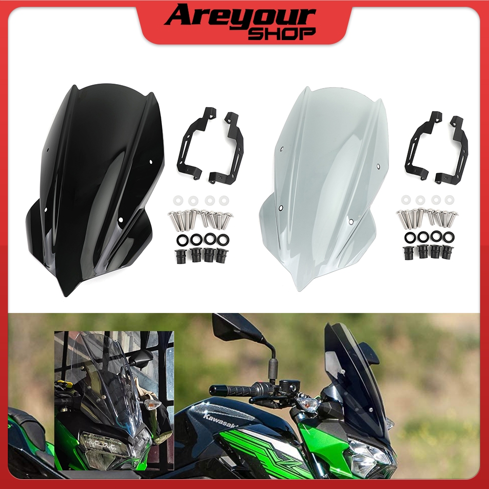 Motorcycle Windshield Kawasaki Z400 Z250 2019-2024 Windscreen Black ...
