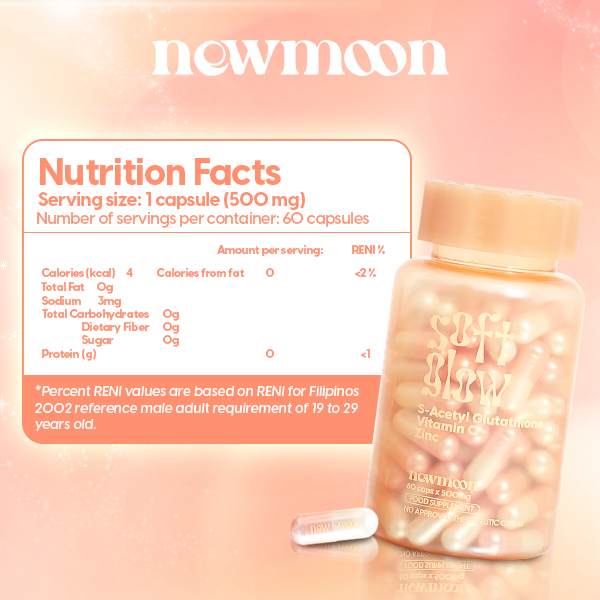 NEW MOON Soft Glow S-Acetyl Glutathione Beauty Supplement Skin ...