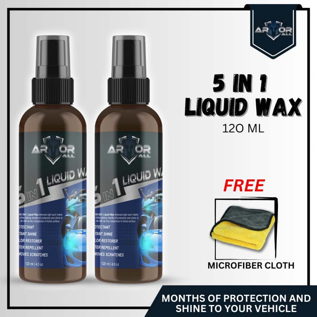ARMOR ALL 5in1 Liquid Wax with FREE Microfiber Spray Bottles (500 ML ...