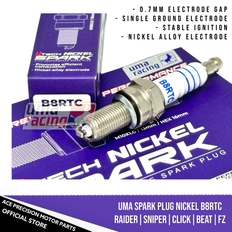 UMA SPARK PLUG NICKEL-ALLOY SHORT A6RTC/ LONG B8RTC | Shopee Philippines