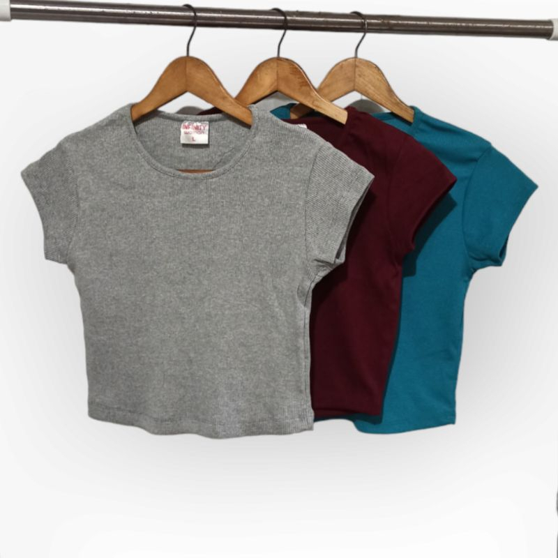 Stretchy Ribbed Crop Top for Women | Shopee Philippines