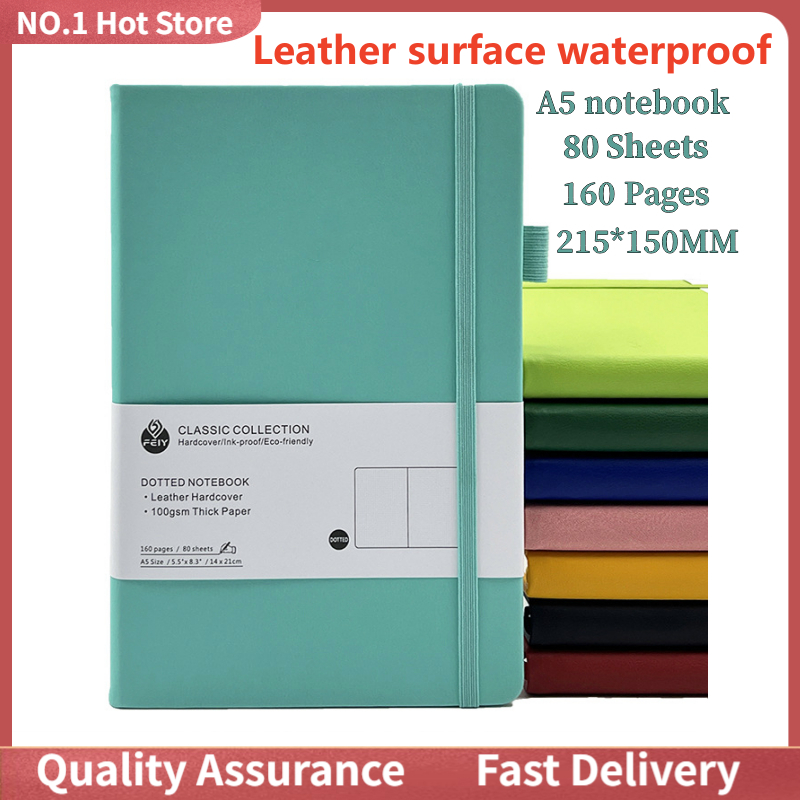 100GSM Bullet Dotted Notebook A5 Leather Waterproof Hardcover Journal ...