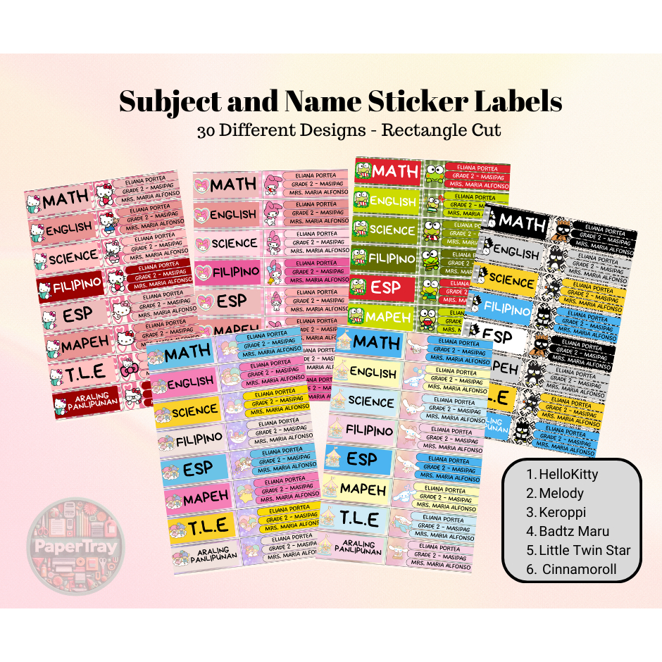 Subject and Name Sticker Labels | Shopee Philippines