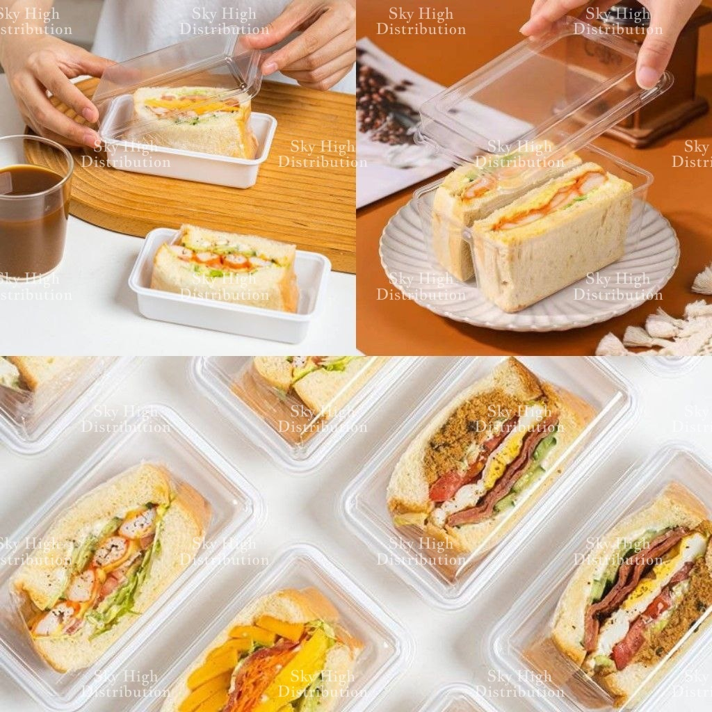 Transparent 2-Hole Sandwich Compartment with Lid Pastry Box Packaging ...