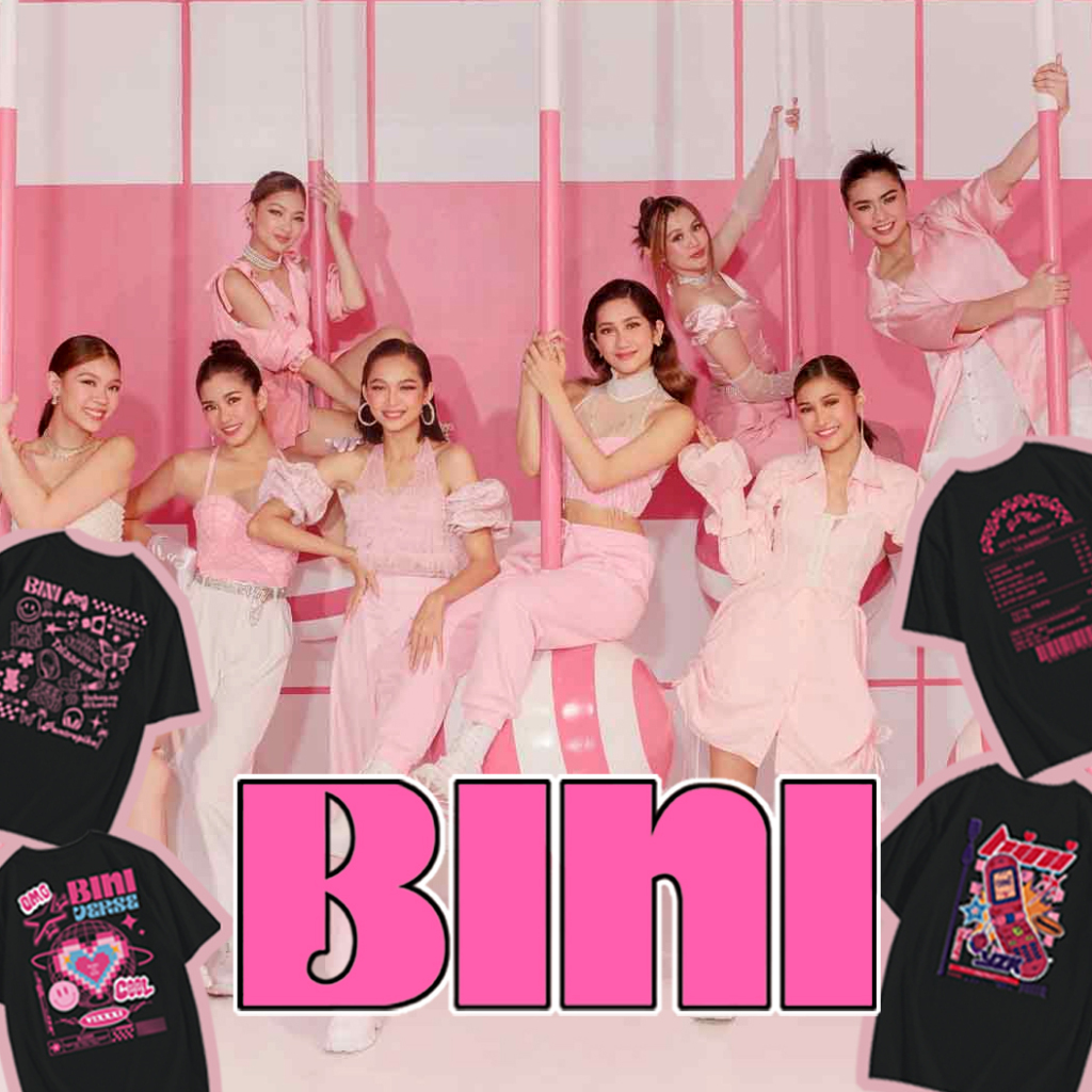 BINI Girl Group Premium Tee Collection Black T-shirt Edition P-pop ...
